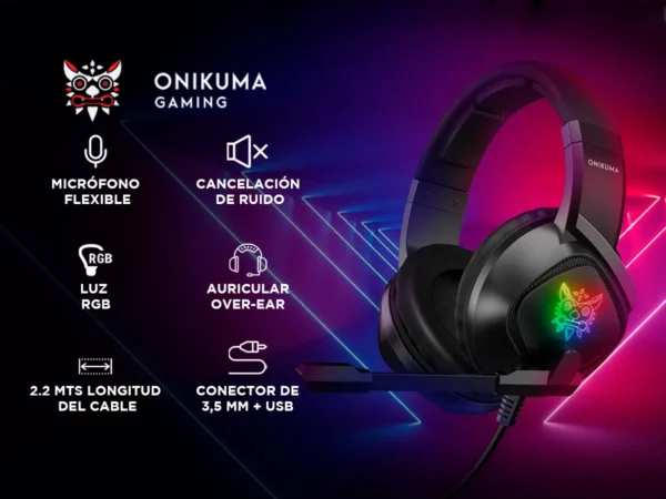 AUDIFONOS GAMING ONIKUMA K19 – RGB- USB – 3.5MM – Mundo Virtual C. A.